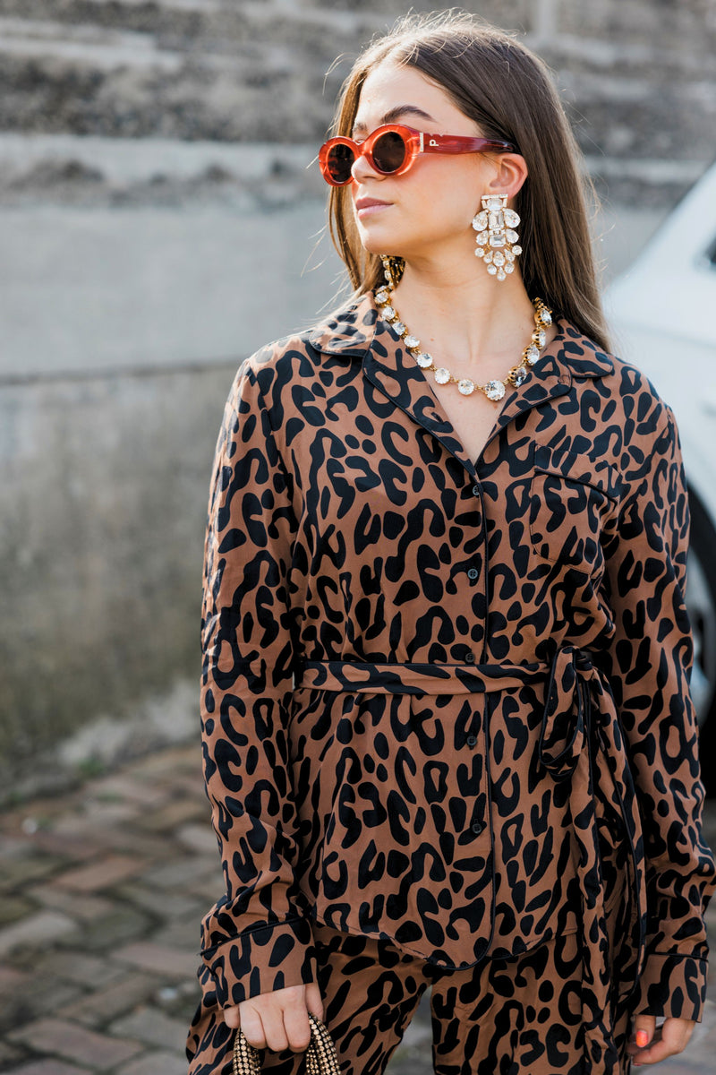 Bette Lounge Silk Set in Leopard | Loungewear | Chelsea De Luca ...