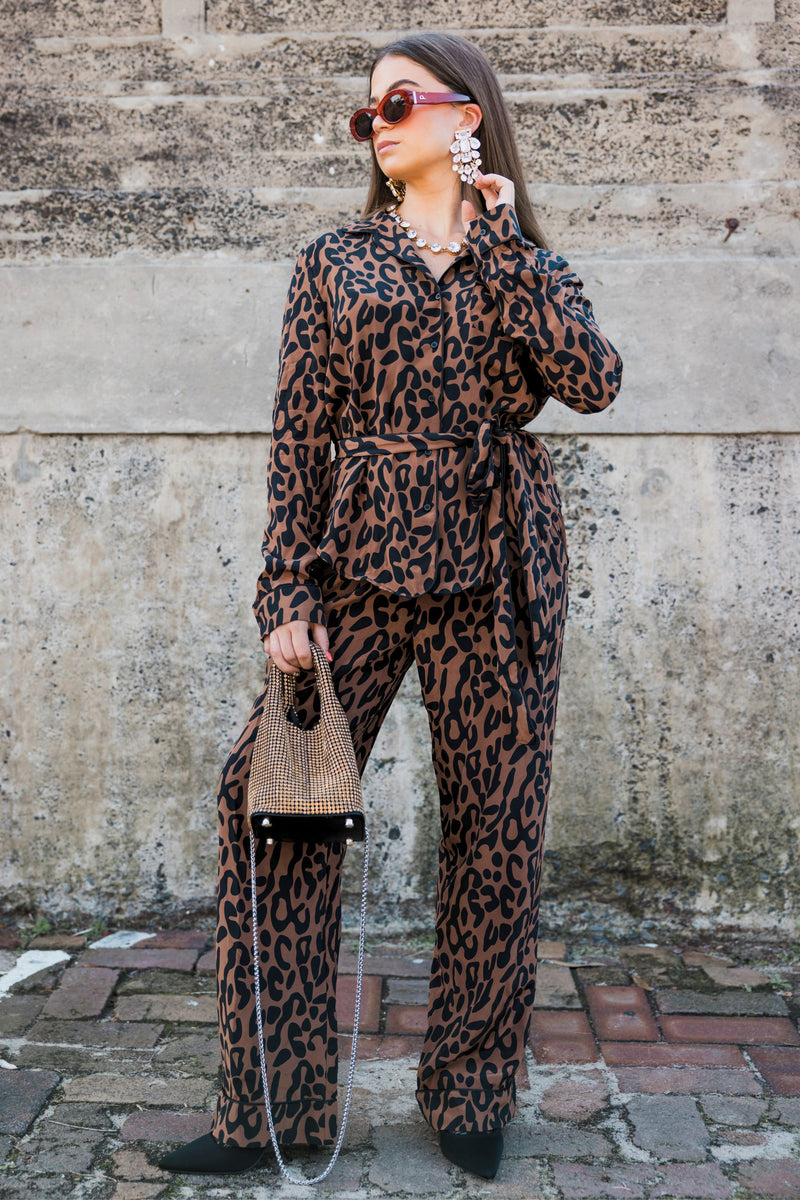 Bette Lounge Silk Set in Leopard | Loungewear | Chelsea De Luca ...
